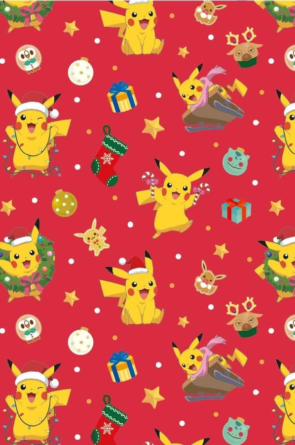 Amazon.com: Pokemon Wrapping Paper, 4 Sheet 4 Tag Pokemon Wrap ...