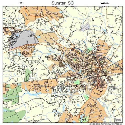 Large Street & Road Map of Sumter, South Carolina SC - Printed poster ...