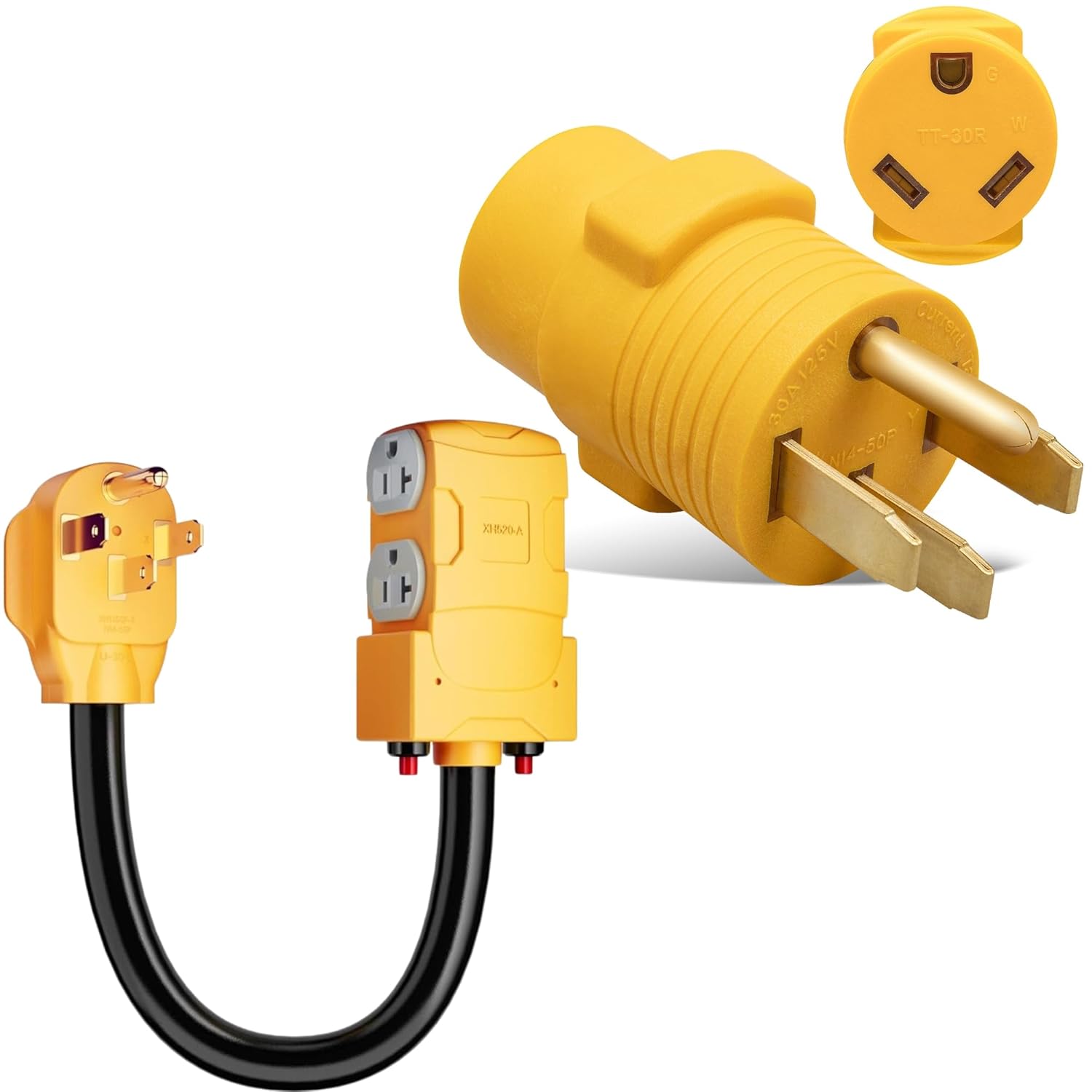 MECMO 50 Amp to 30 Amp RV Adapter 14-50P to TT-30R Electrical Converter ...