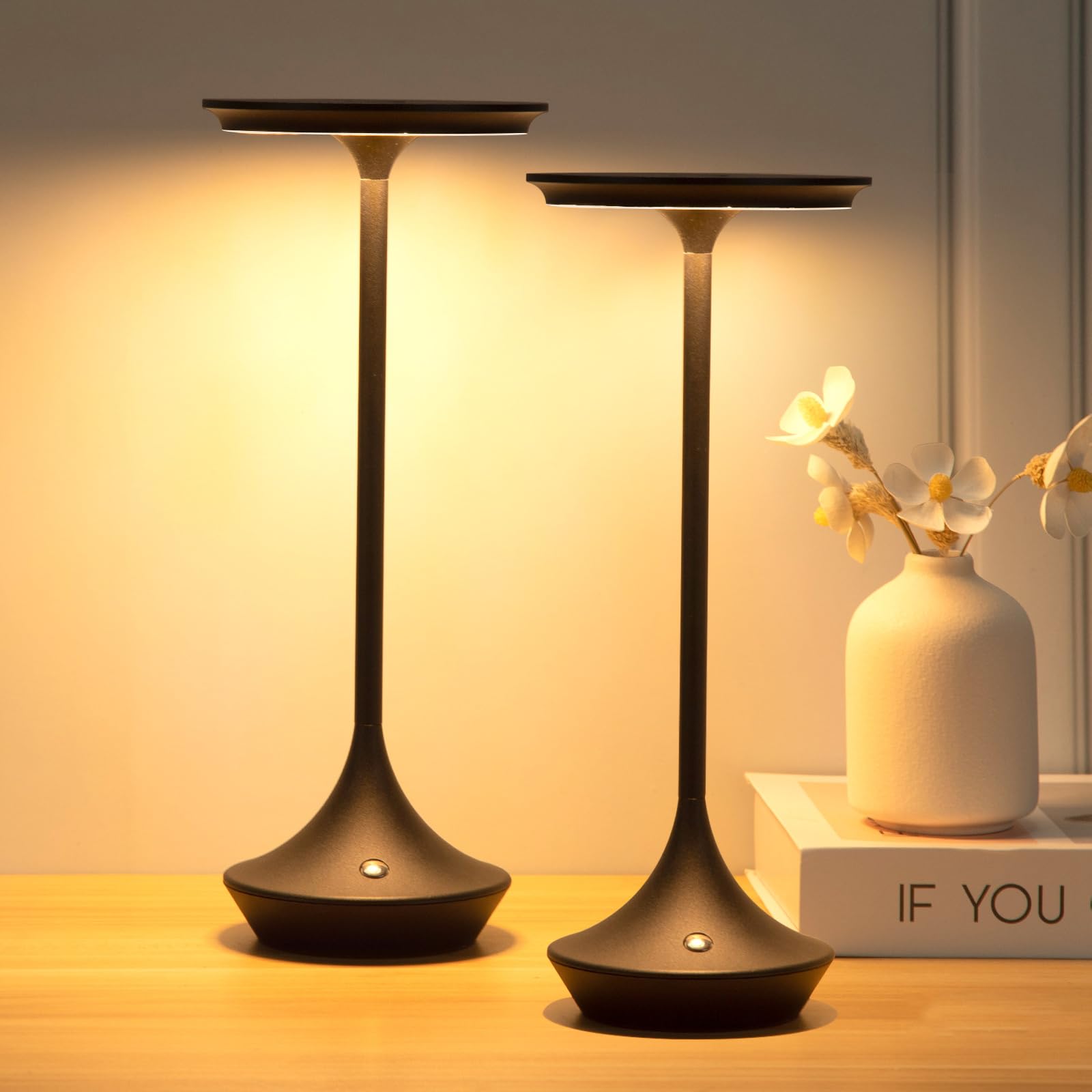 Moddeny LED Cordless Table Lamps Set of 2, 4000mAh Rechargeable Battery ...