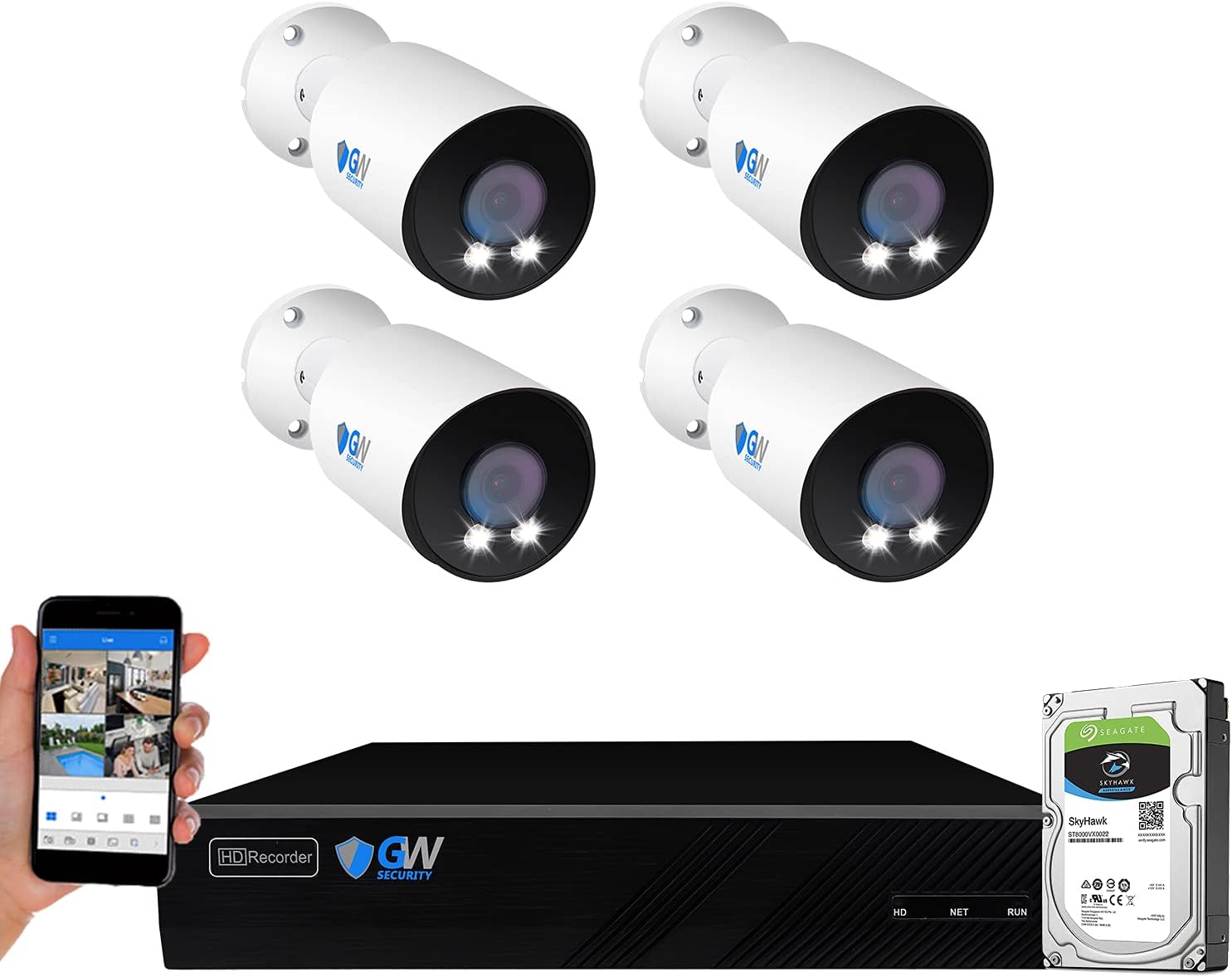 Amazon.com : GW Security 8 Channel 4K Starlight Color Night Vision ...