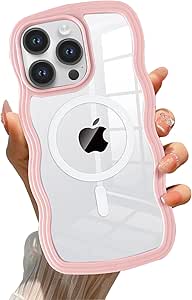 Amazon.com: QLTYPRI Magnetic for iPhone 14 Pro Max Case Compatible with Magsafe, Cute Curly Wave ...
