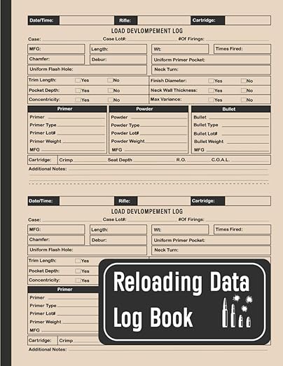 Amazon.com: Reloading Data Log Book : Detailed Hand Reloading Data ...
