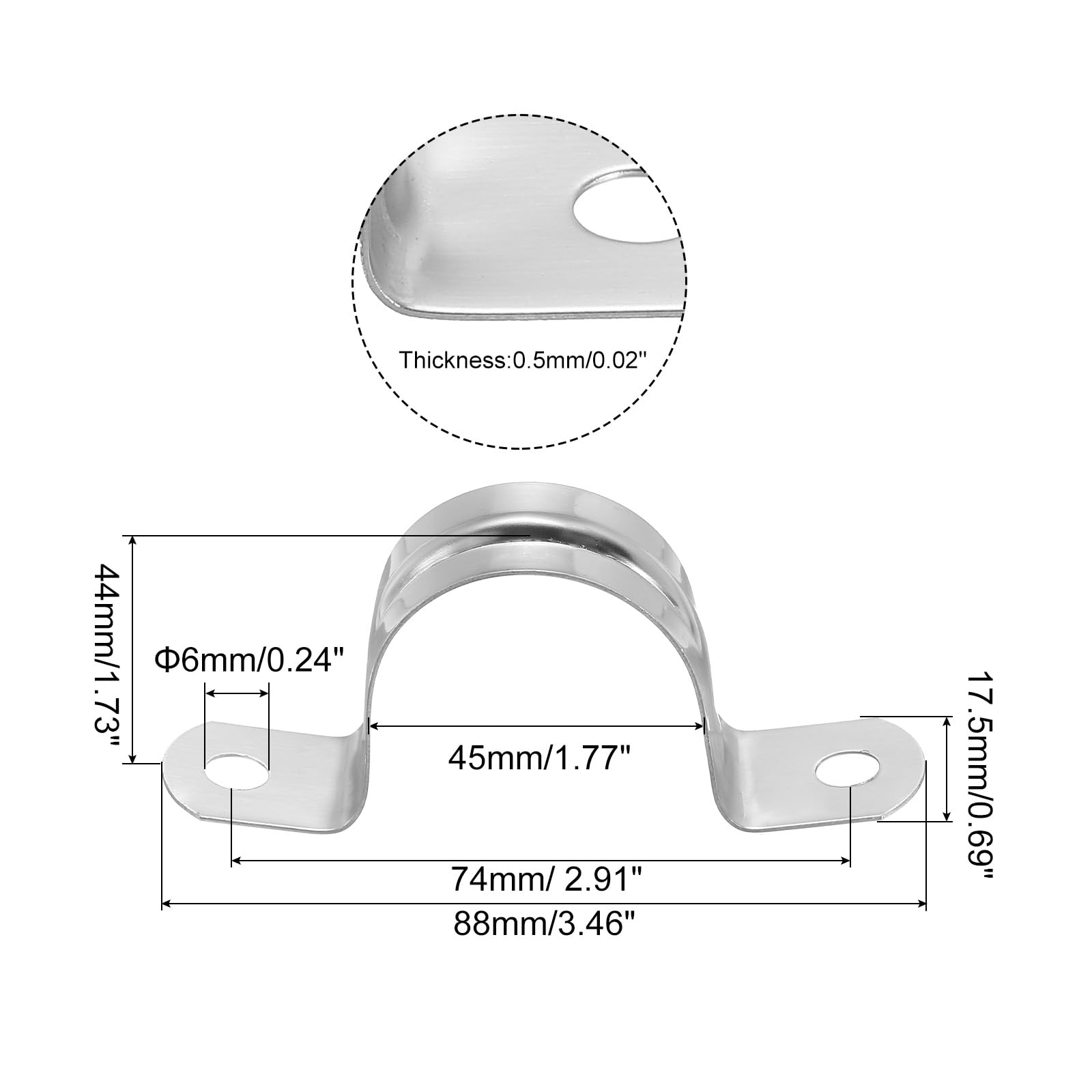 PATIKIL 1.77 inch/45mm Rigid Pipe Strap Clamp, 10 Pcs 304 Stainless ...