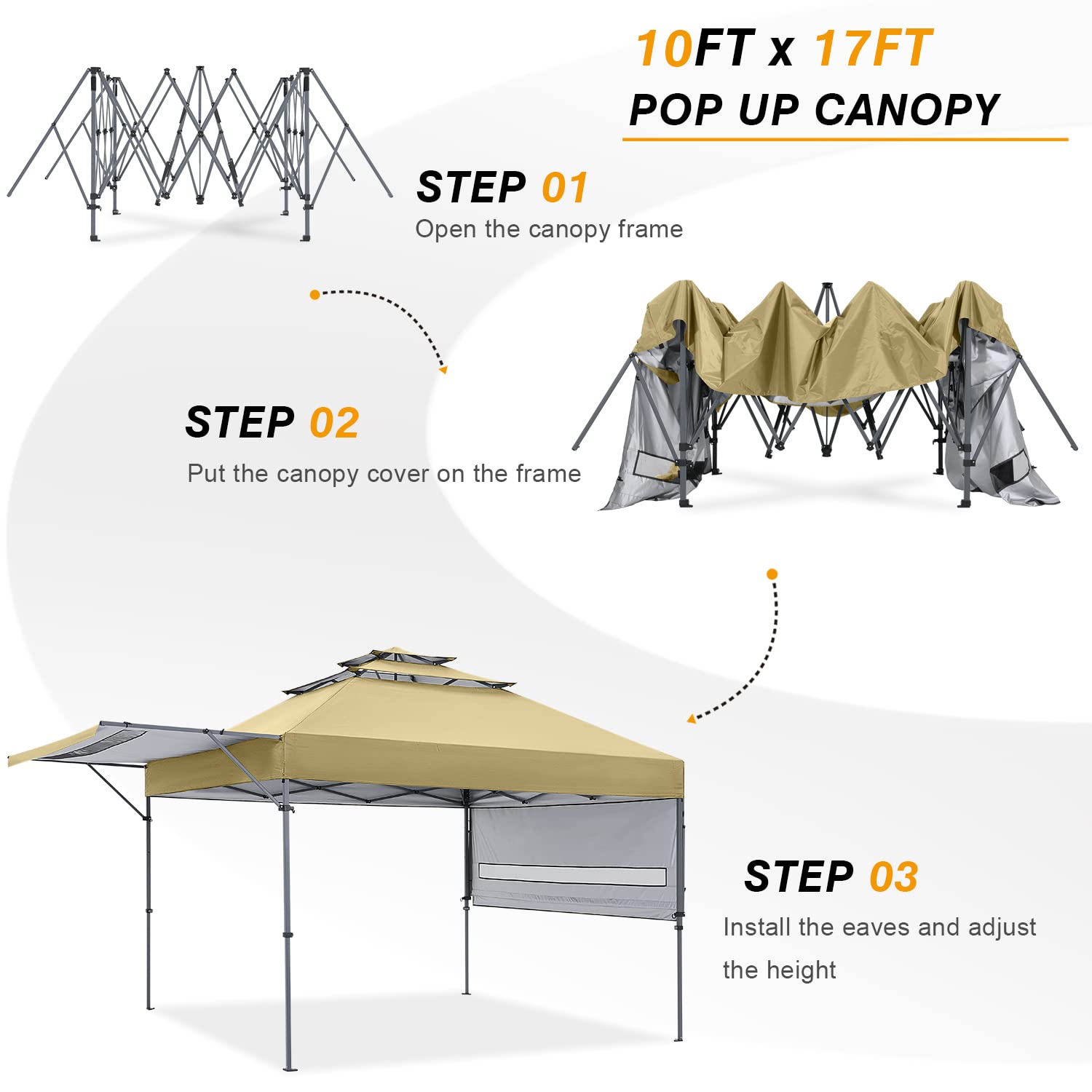 Snapklik.com : COOSHADE 10x17 Instant Canopy Tent 3-Tier Pop Up Canopy