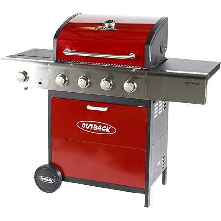 Outback Jupiter 4 Burner Gas BBQ - Red : Amazon.co.uk: Garden & Outdoors