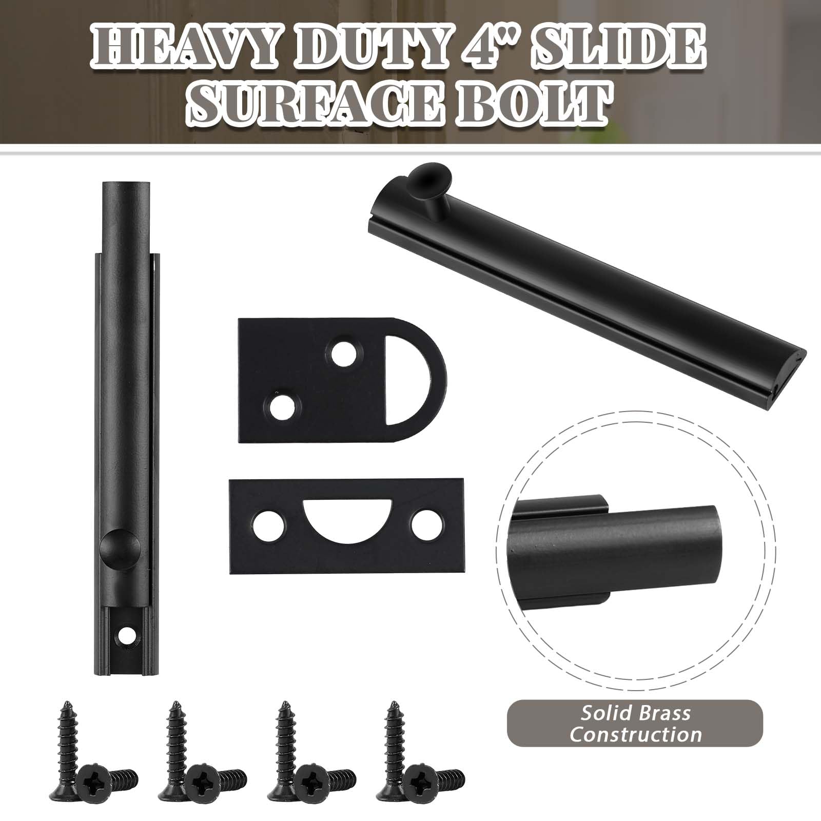 Snapklik.com : Lothee 4 Pcs Solid Brass Surface Bolt Door Slide Bolt Door Latches For Top Of ...