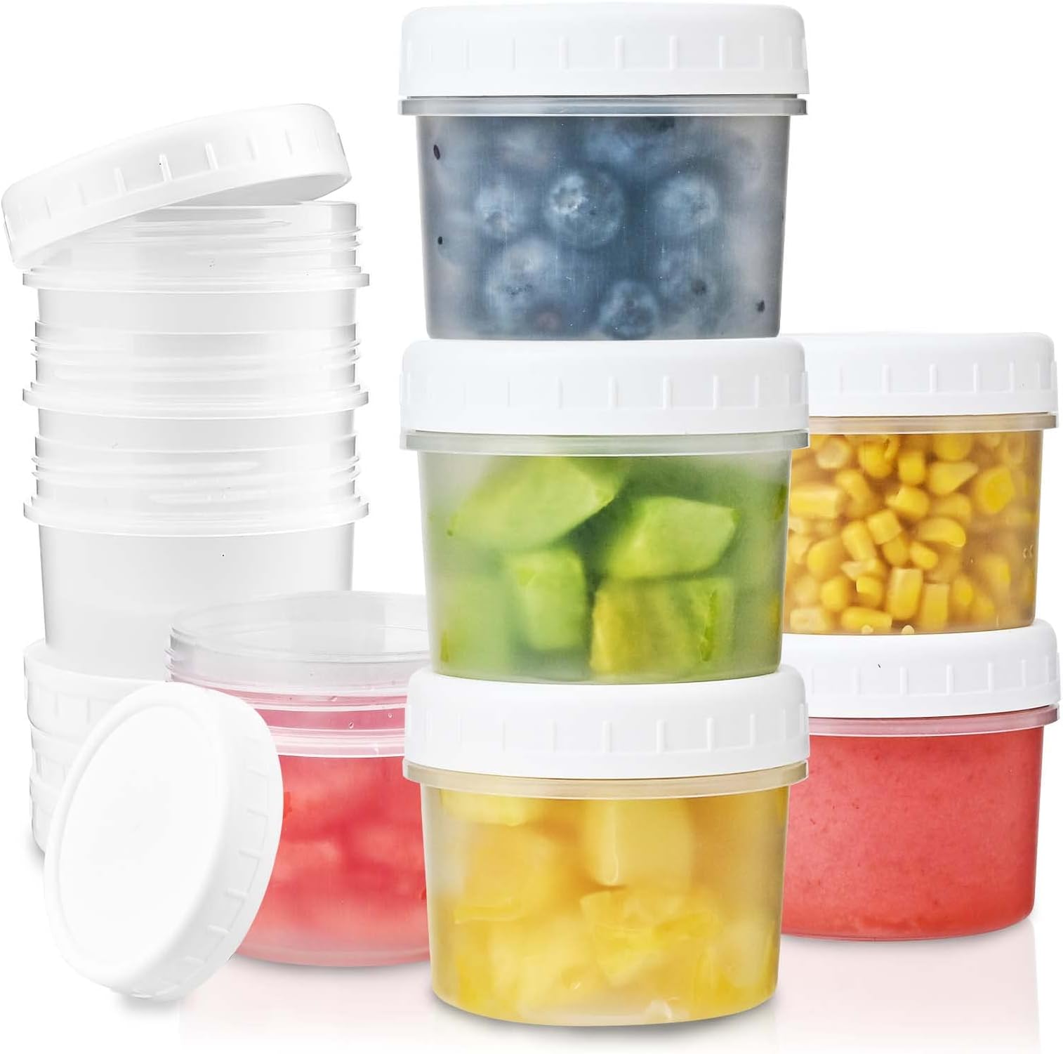Amazon.com: Tioncy 5 Oz Plastic Food Storage Jars 20 Pcs Small Food ...