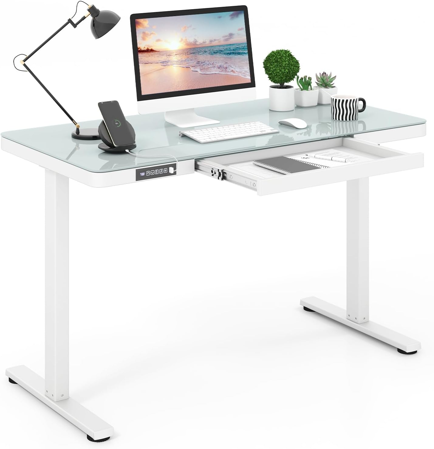 COSTWAY Height Adjustable Electric Standing Desk, 120 x 60cm Stand Up ...