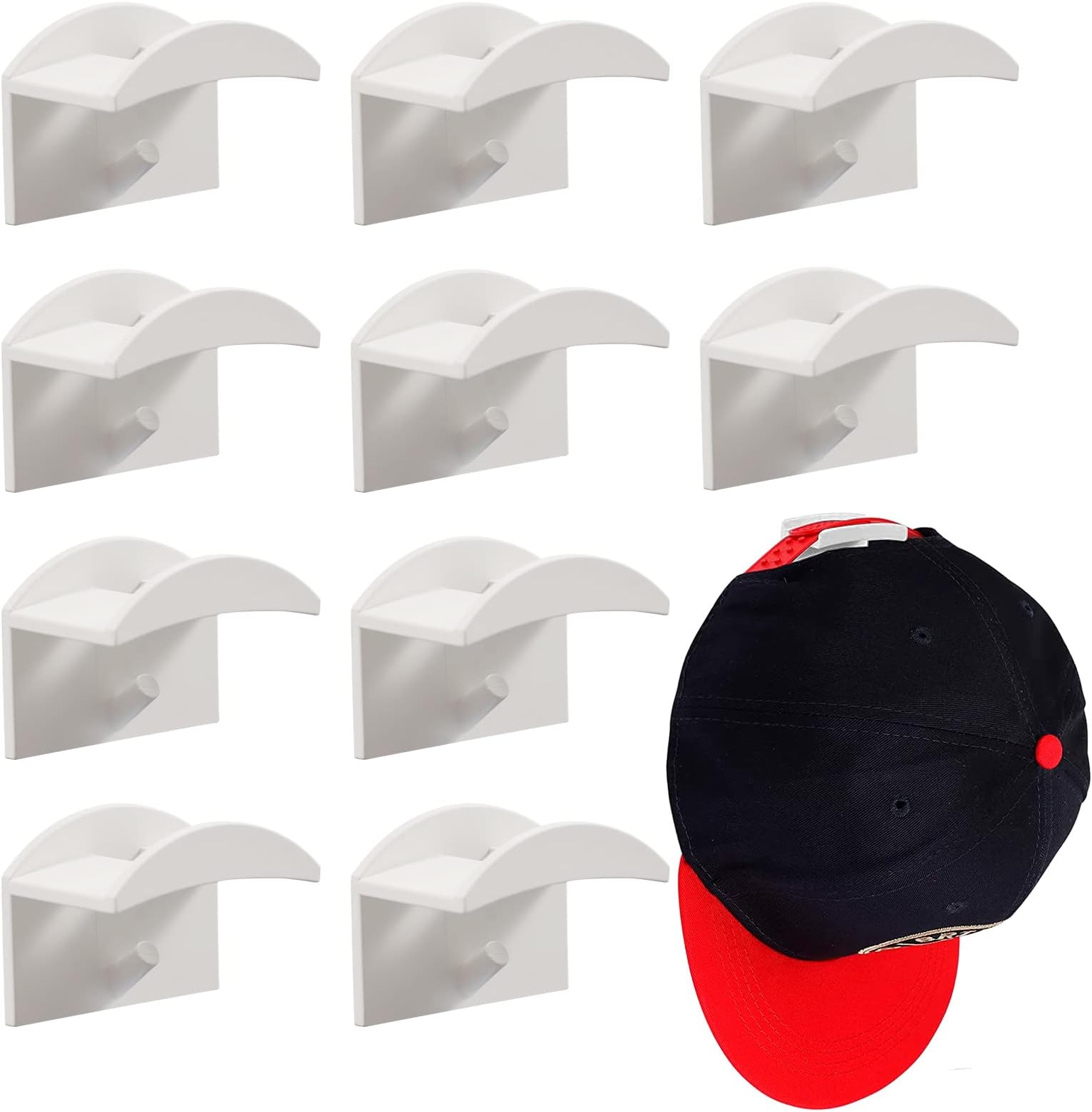EACHPT Adhesive Hat Hooks,10Pcs Hat Rack for Wall, Adhesive Hat Holder ...