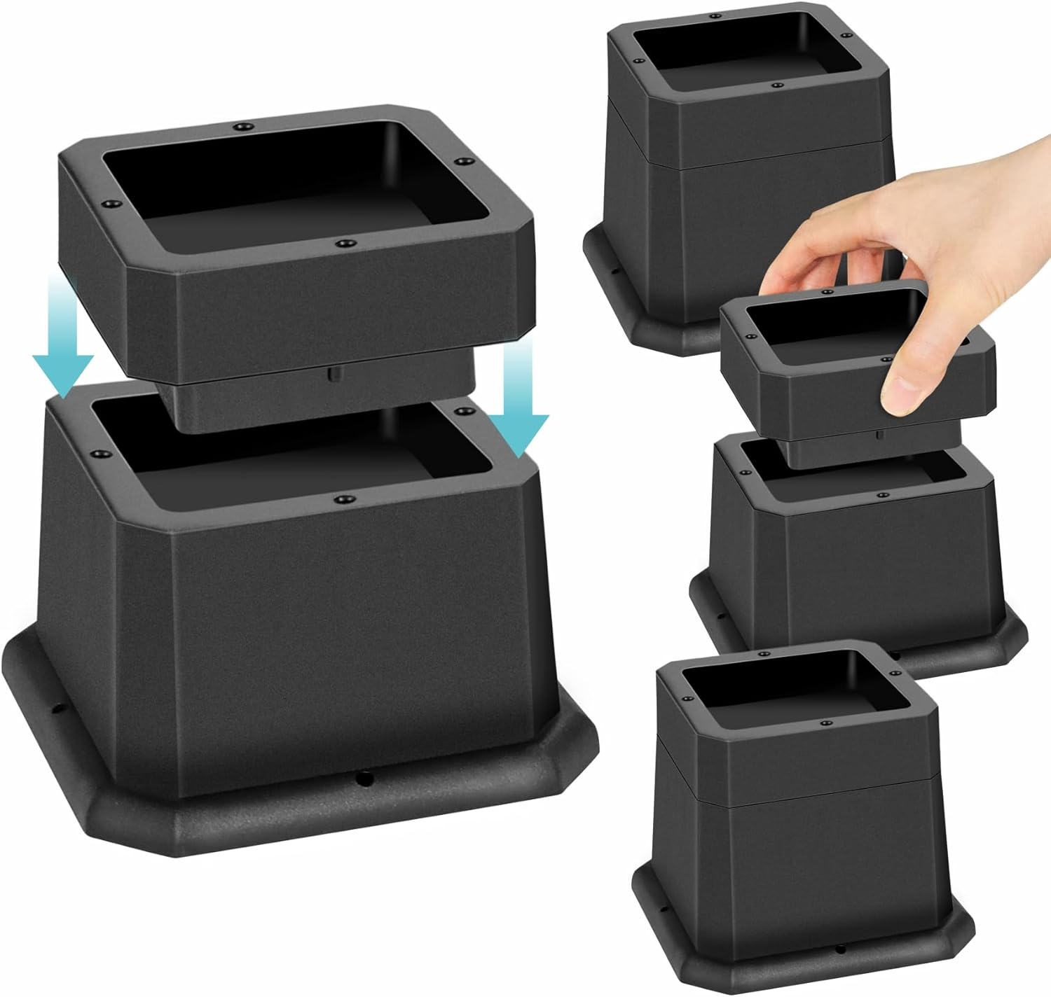 MixDora Bed Risers 2, 3 Inch Stackable Furniture Risers Adjustable Anti ...