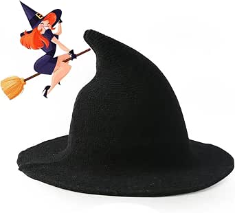 Amazon.com: Wizard Hat|18in Classic Halloween Witch Wide Brim Spire ...