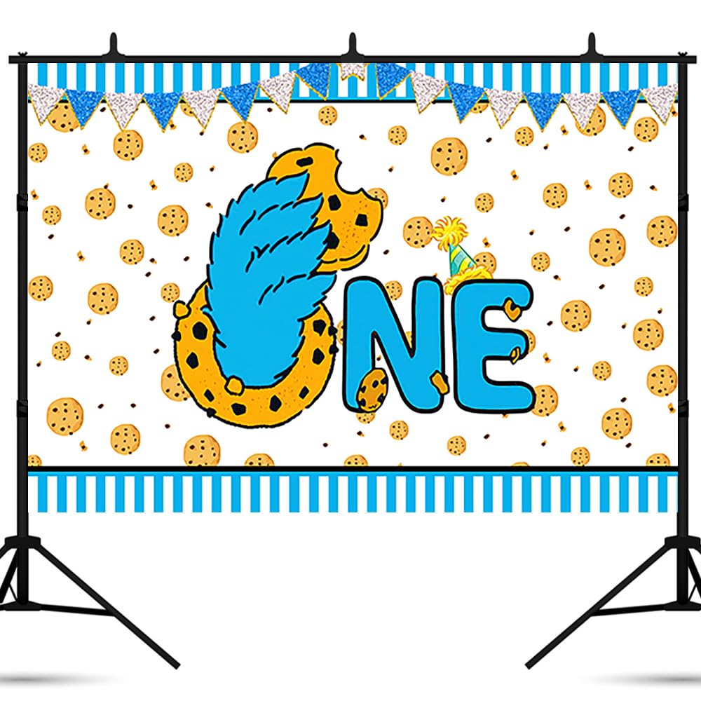 Buy Cookie 1st Birthday Party Backdrop Blue Brick Wall Photo Background ...