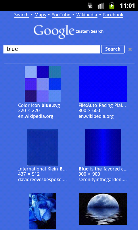 Aplicación Azul de Google para móviles en Amazon Appstore