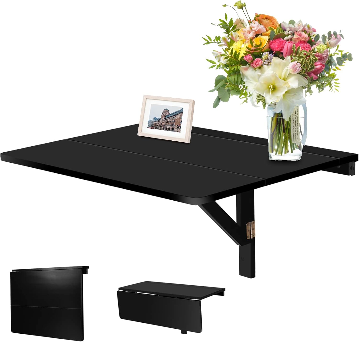 RELAX4LIFE Table Murale Rabattable 80x60cm avec Support Triangulaire ...