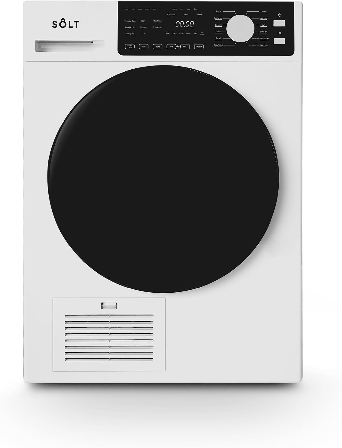 Solt SOLCTD8W Condenser Tumble Dryer, 8kg Capacity, White, Freestanding ...