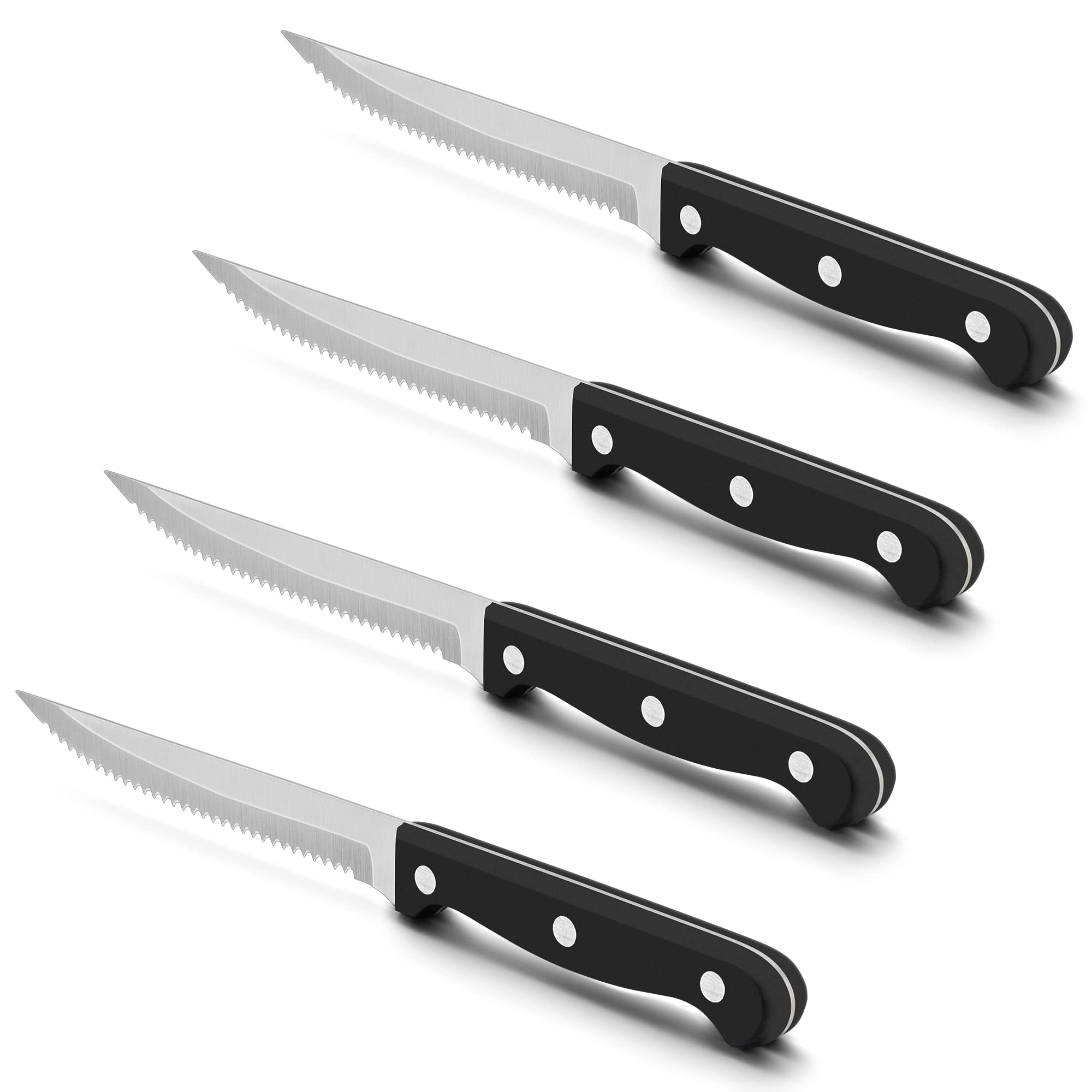 Herogo Steak Knives Set of 4, Stainless Steel Serrated Steak Knife with ...