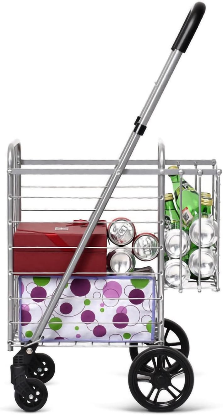 Amazon.com: Shopping Cart with Dual Swivel Wheels for Groceries ...