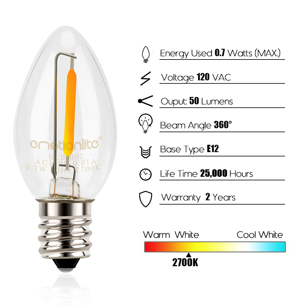 Snapklik.com : Night Light Bulbs, LED C7 Bulb, E12 Candelabra Base ...