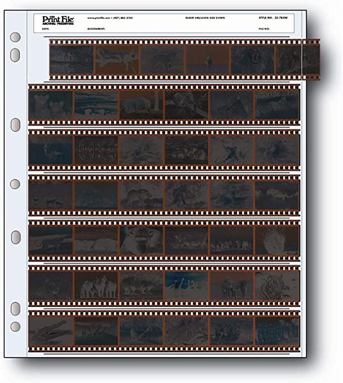 50pcs Archival 35mm Size Negatives Pages Holds 7 Strips of 6 Frames ...
