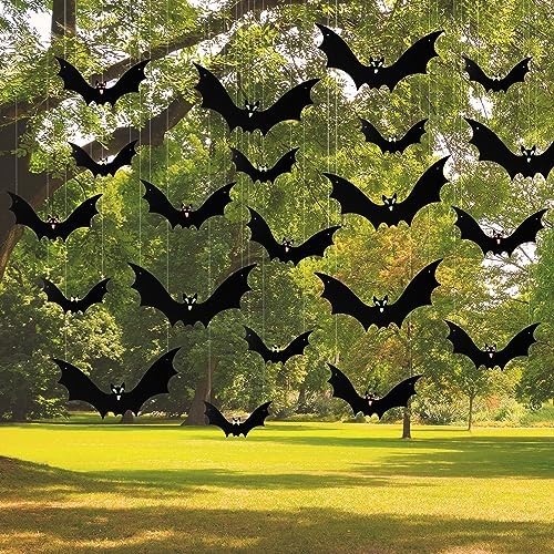 Amazon.com: 21PCS Hanging Bats Halloween Decorations - PUWUTO Large ...