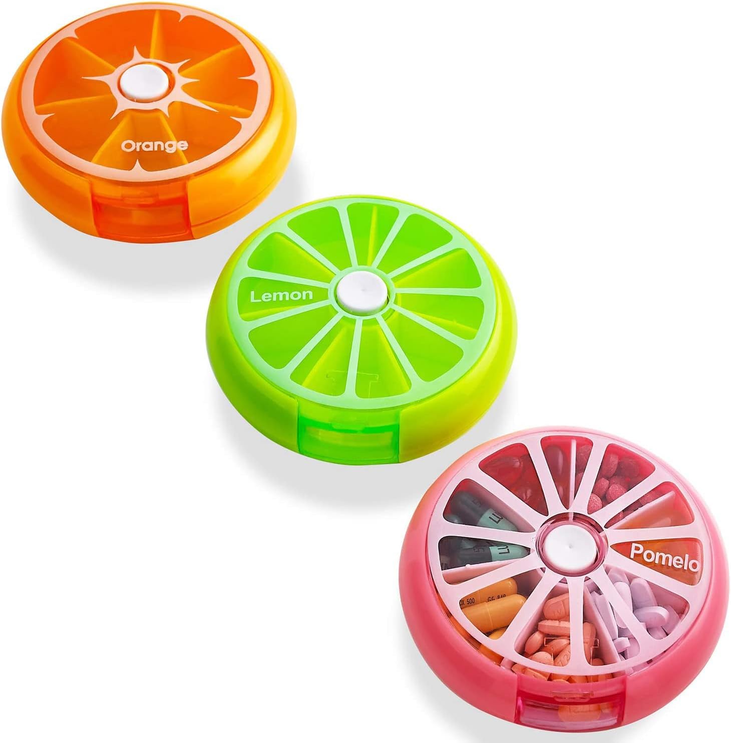 YHRY 3 Pcs Daily Pill Organizer, Round 7 Day Weekly Travel Medication ...