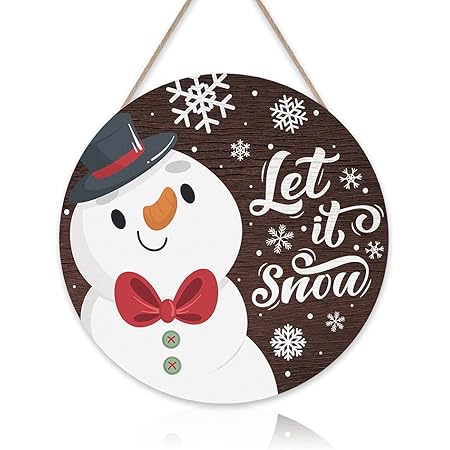 Amazon.com: Deroro Let It Snow Snowman Sign for Front Door Decor ...