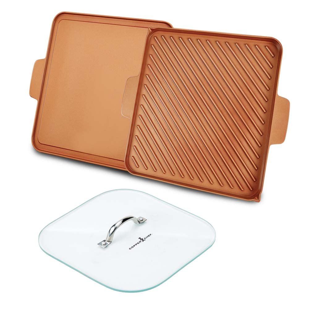 Buy Copper Chef 12-Inch Grill and Griddle with 8-Inch Glass Press ...