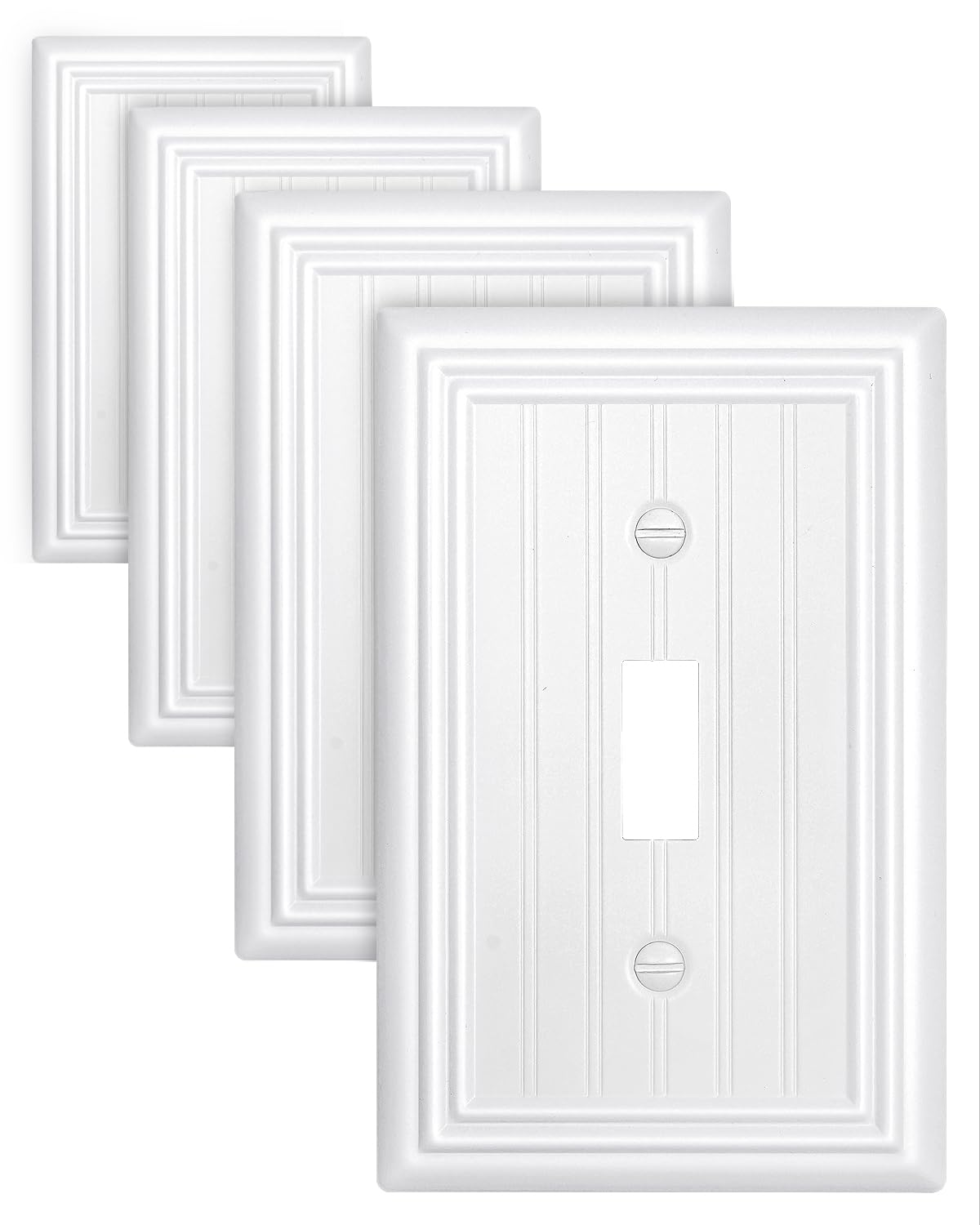 ZILLSEA 4-Pack Light Switch Covers, Pure White Single Toggle Wall ...