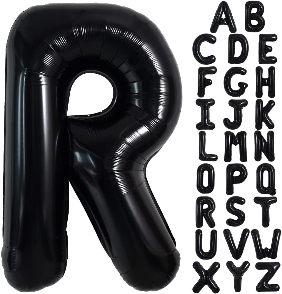 TONIFUL Large Black Letter R Balloons 40 Inch Helium Balloons,Foil ...