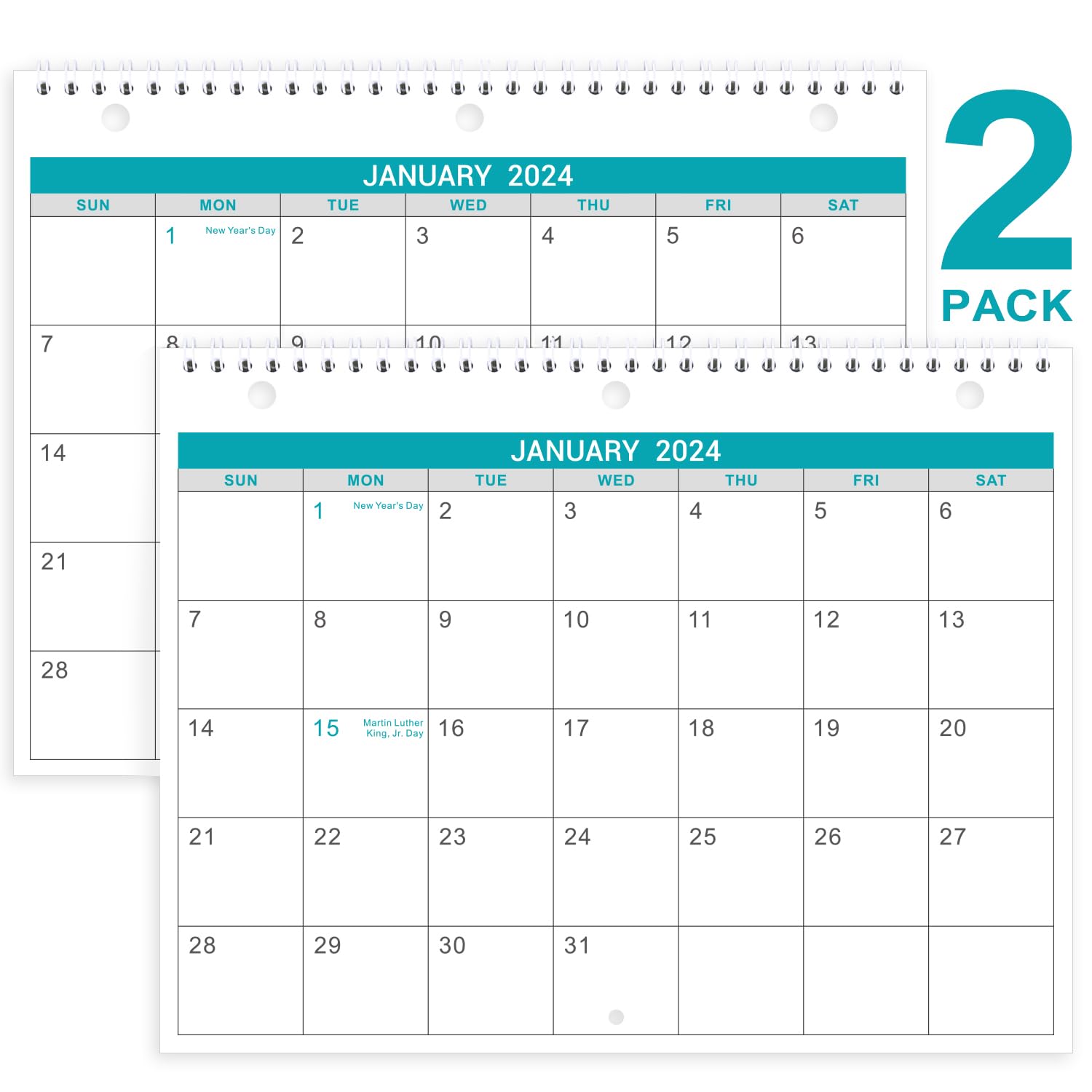Snapklik.com : 2024 Wall Calendar - 2 Pack Monthly Wall And Desk Calendars