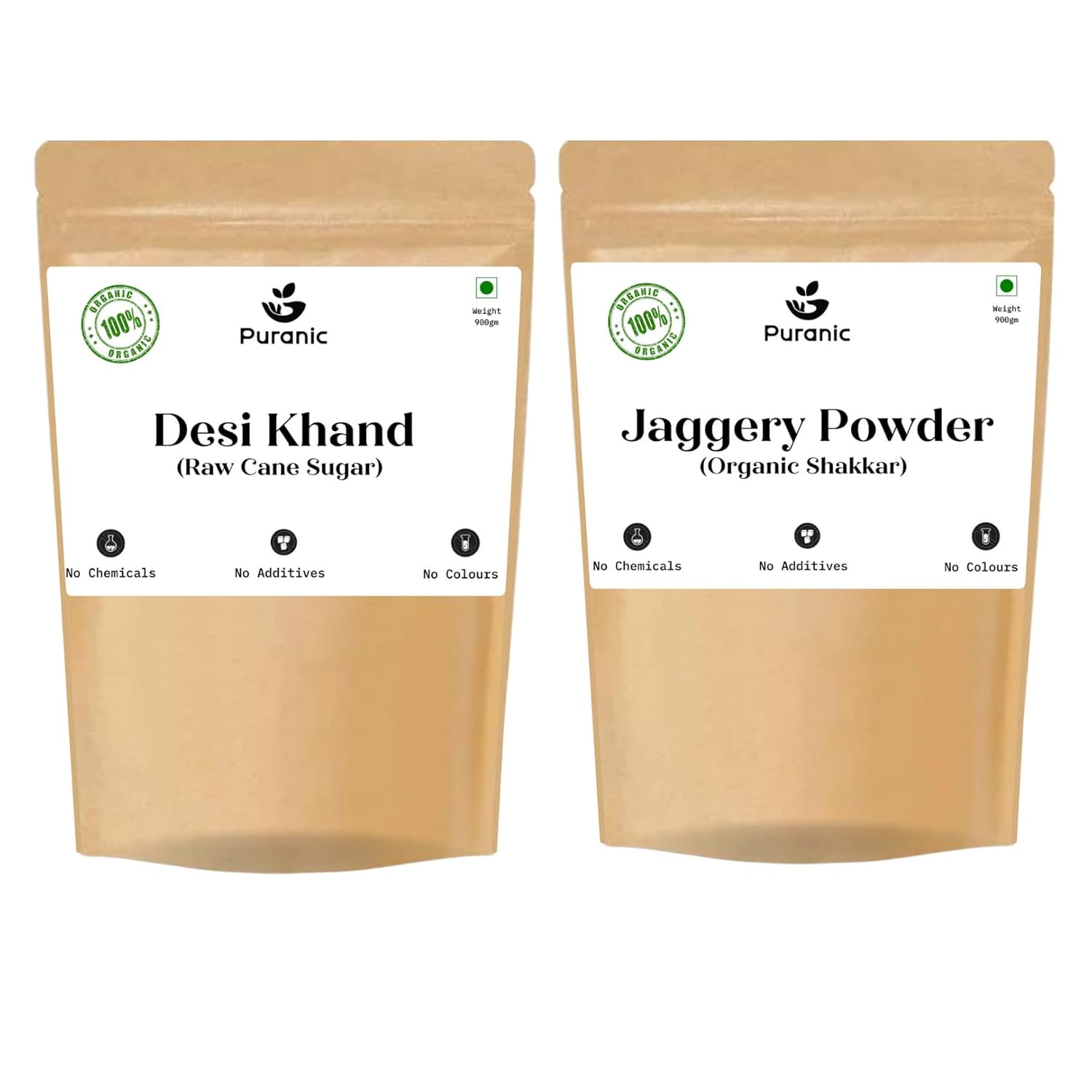 Puranic Desi Khand & Jaggery Powder (Combo) 1800g | Certified Organic ...