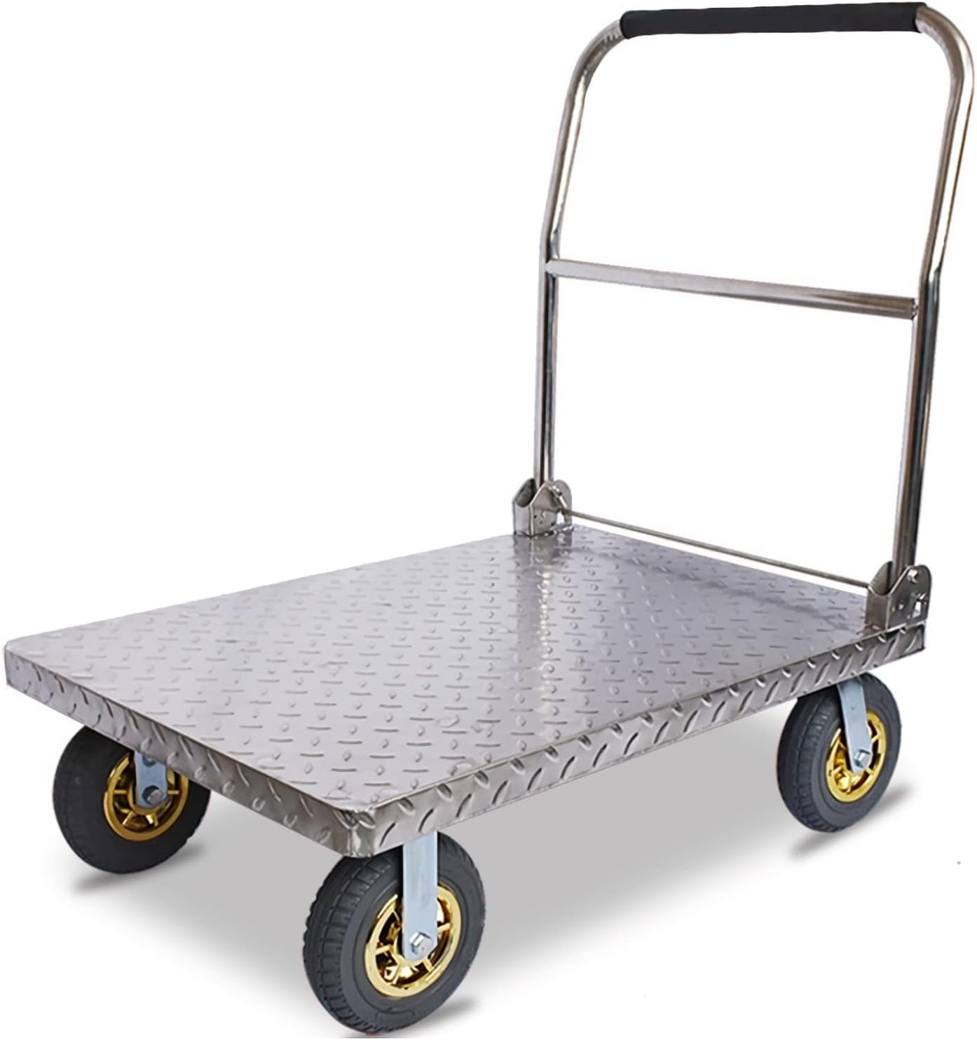 Push Carts on Wheels Platform Truck Stainless Steel Deck with Large ...