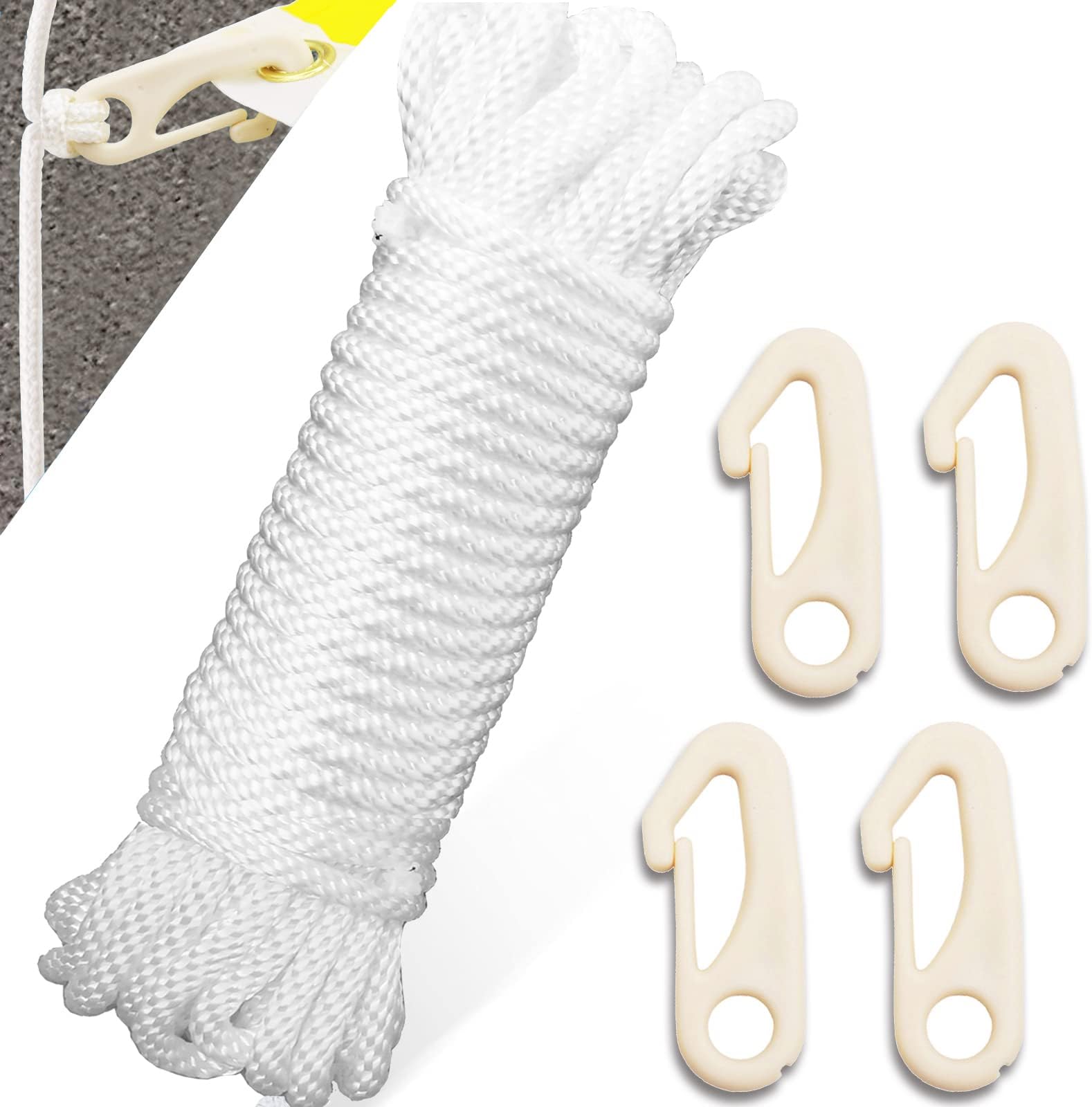 Amazon.com : Amgate 50 Feet Flag Pole Halyard Rope + 4 PCS Flag Pole ...