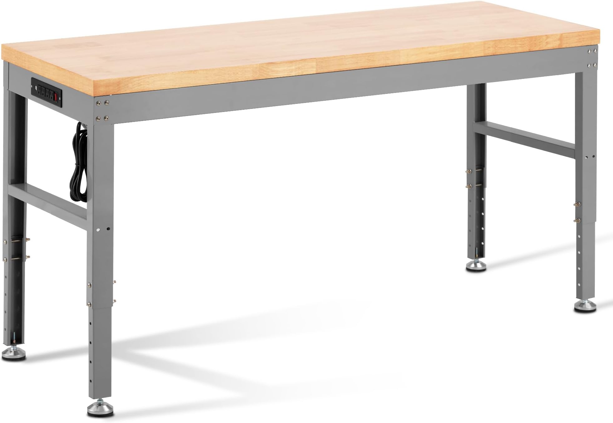 AHB 48" Workbench Adjustable Height, Oak Wood Work Table with Power ...