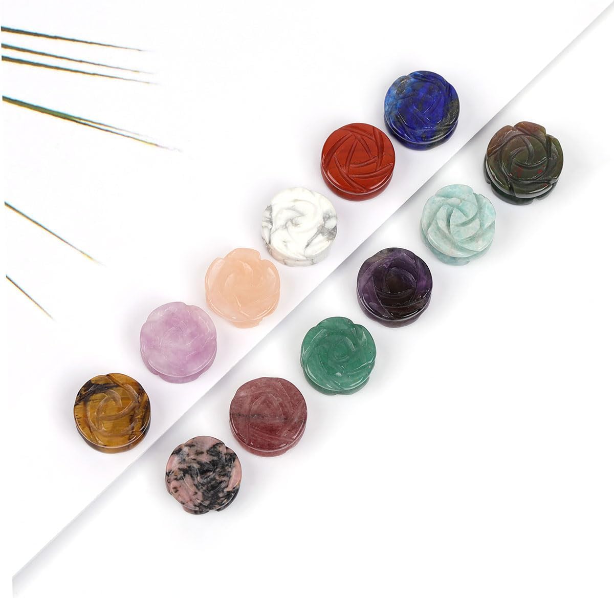 JOE FOREMAN 12 cuentas semipreciosas talladas a mano, 12 unidades, 0. ...