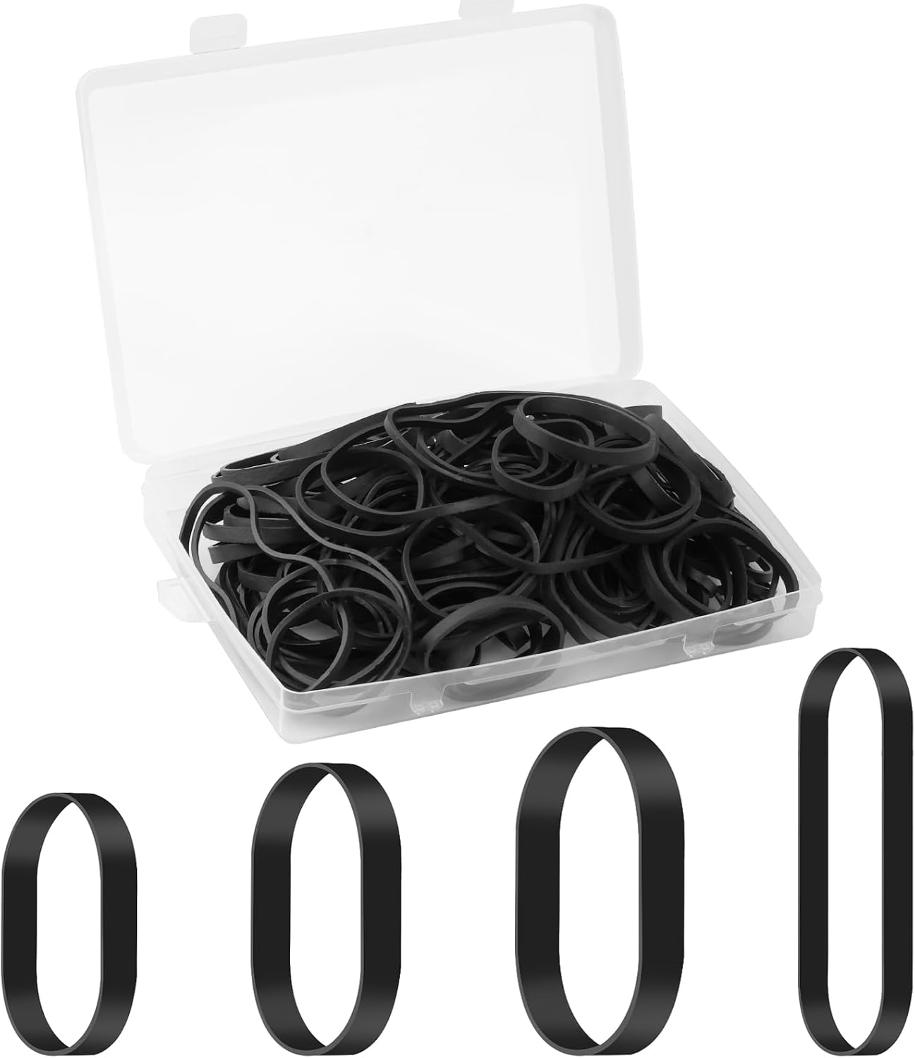 120 Pcs Elastic Bands,4 Sizes Heavy Duty Black Thick Rubber Bands ...