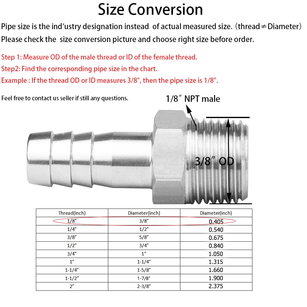 Snapklik.com : Fitvell Stainless Steel Hose Barb Fitting 1/4" Hose Barb ...