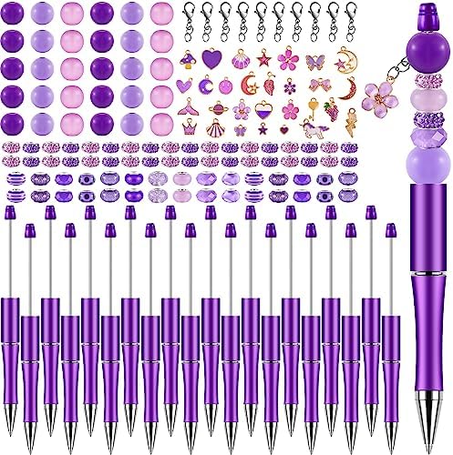 Amazon.com : 20 Pcs Beadable Pen DIY Assorted Bead Pens Multicolor ...