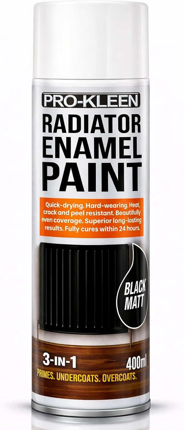 Pro-Kleen Radiator Enamel Spray Paint Black Matt 400ml - Heat Resistant ...