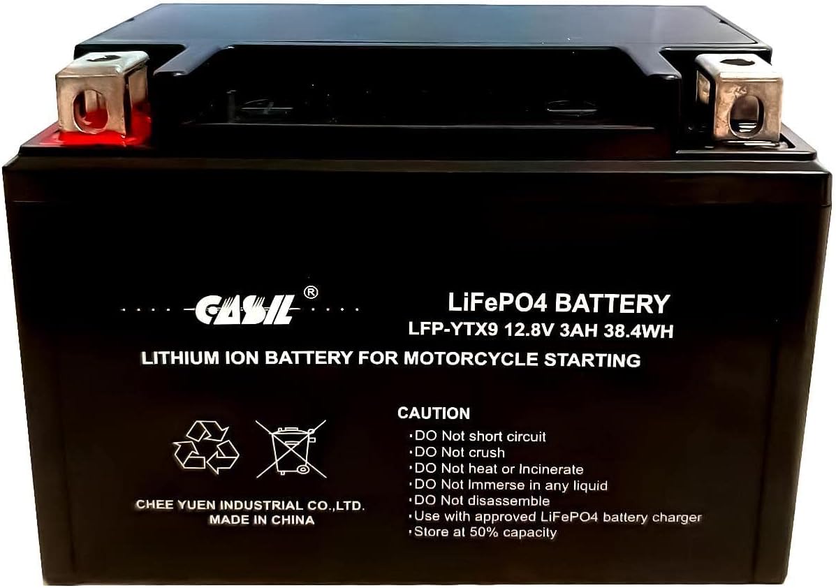 Amazon.com: Lithium Motorcycle Battery YTX9-BS LiFePo4 BATTERY ...