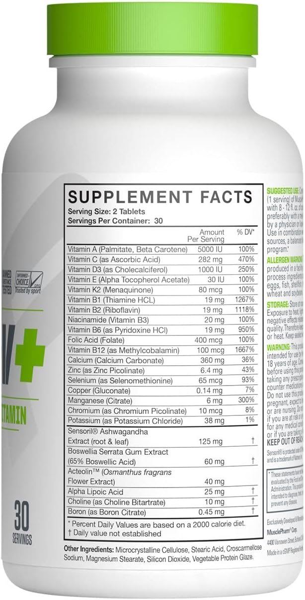 MusclePharm Essentials Multi-V Tablets Multivitamínico de alto ...