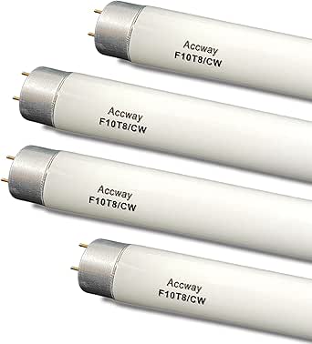 Accway (4 Pack) F10T8/CW 4100K Linear Fluorescent Light Bulb,T8 Type ...
