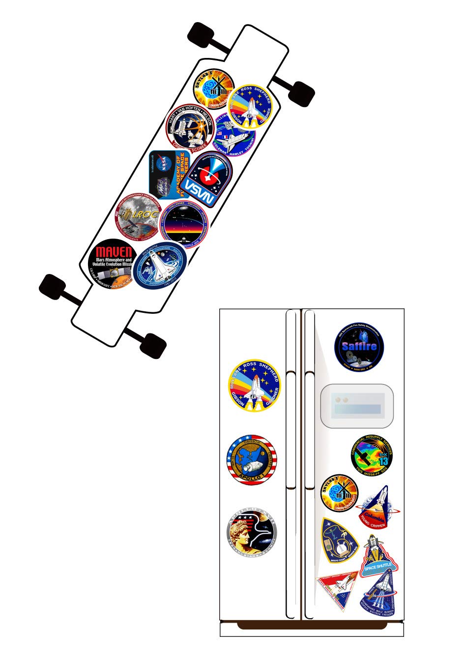 Vinyl Space Stickers Universe NASA Stickers Pack 45 Pcs Space Explorer ...