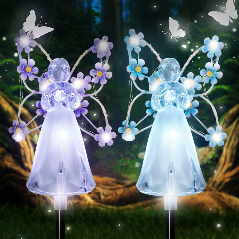 HCPBRS Waterproof Solar Angel Lights, Outdoor Solar Garden Angel Stake ...