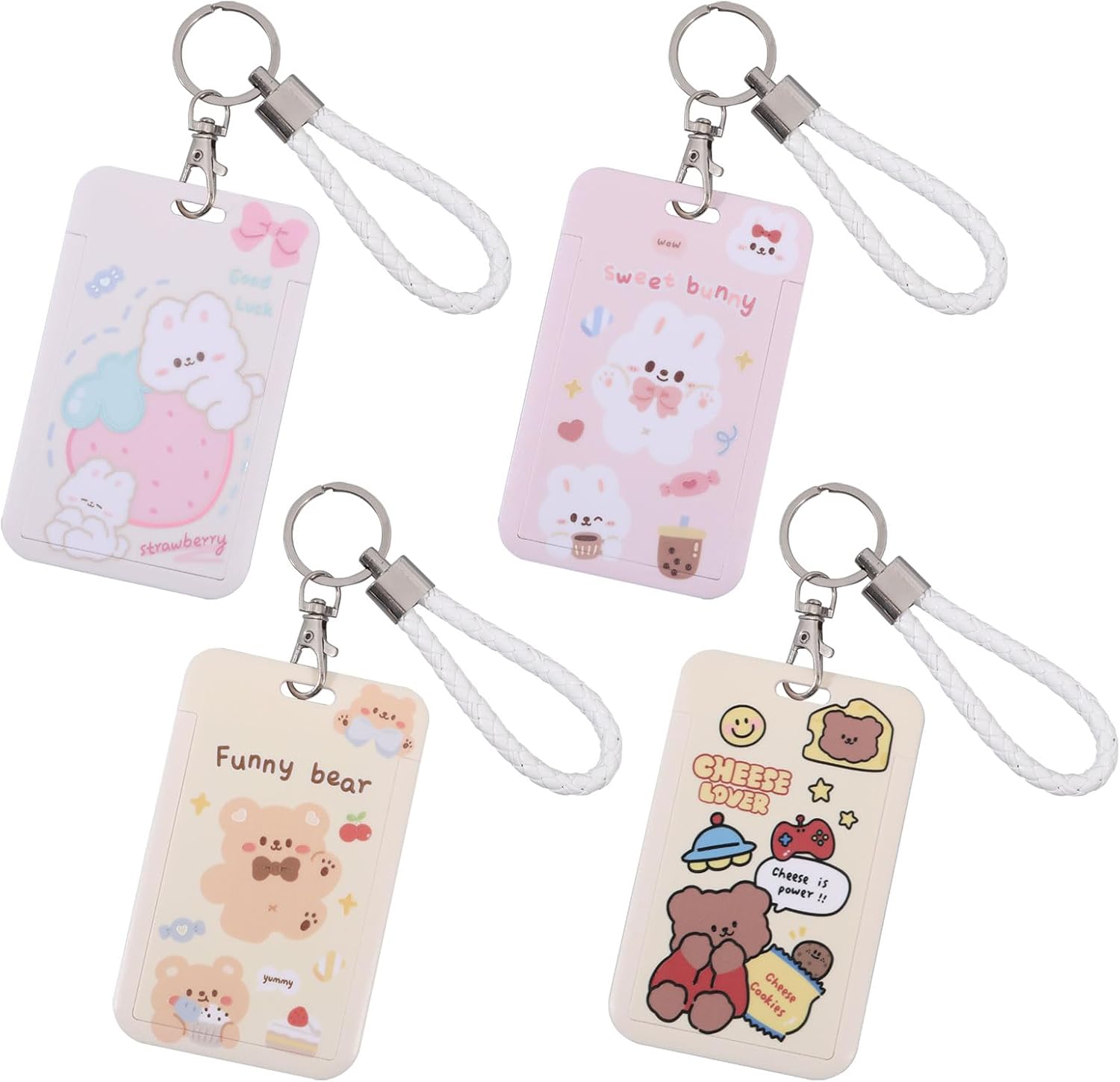 CHGCRAFT 4 Pcs Cartoon Photocard Holder with Keychain Protective Photo ...