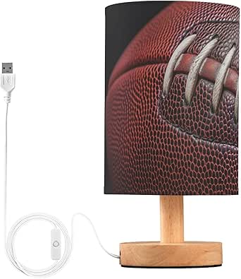 PDZRMY Closeup Textured Rugby Ball Decor Bedside Table Lamp with USB ...