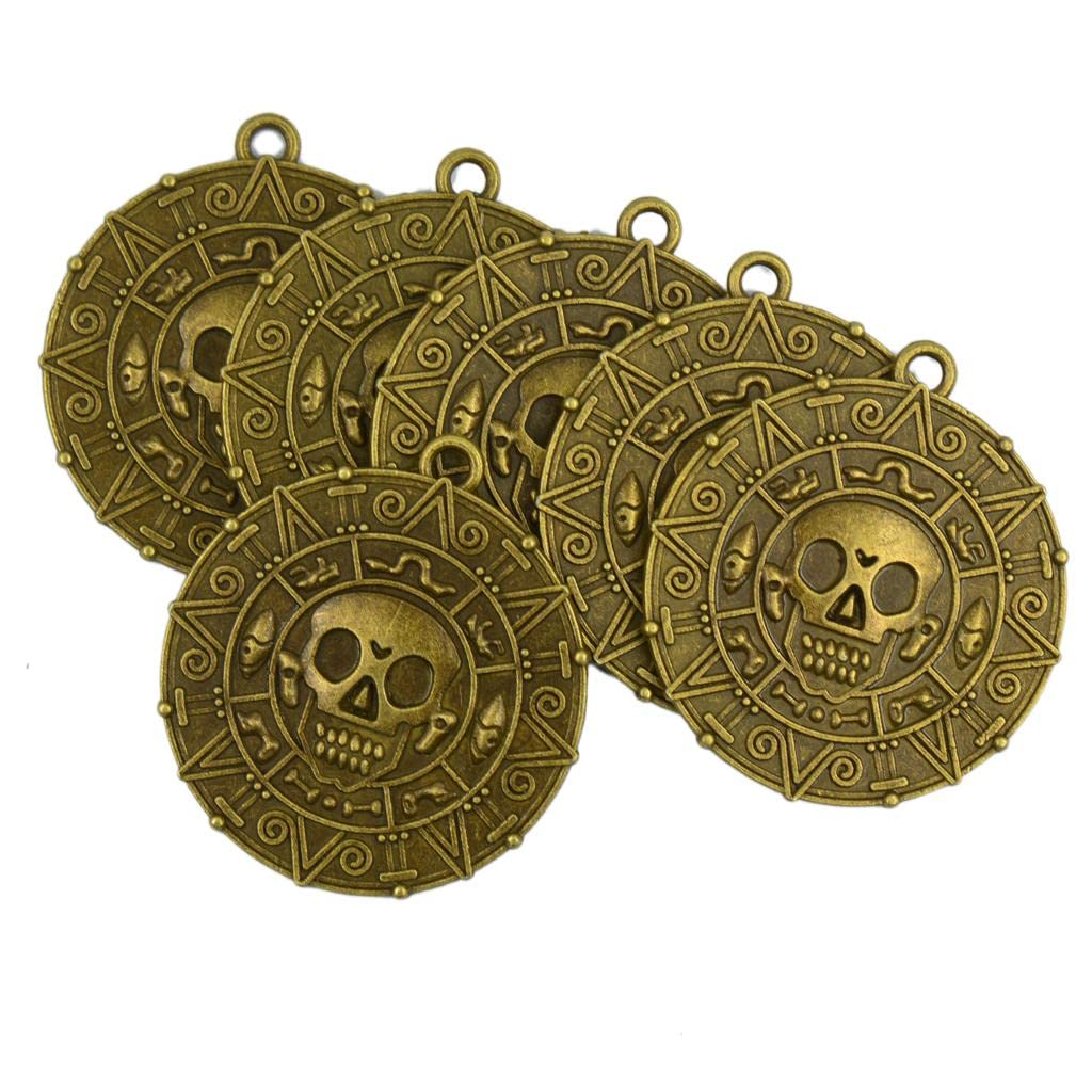 Amazon.com: 6pcs Pirates of The Caribbean Gold Skull Coin Treasure ...