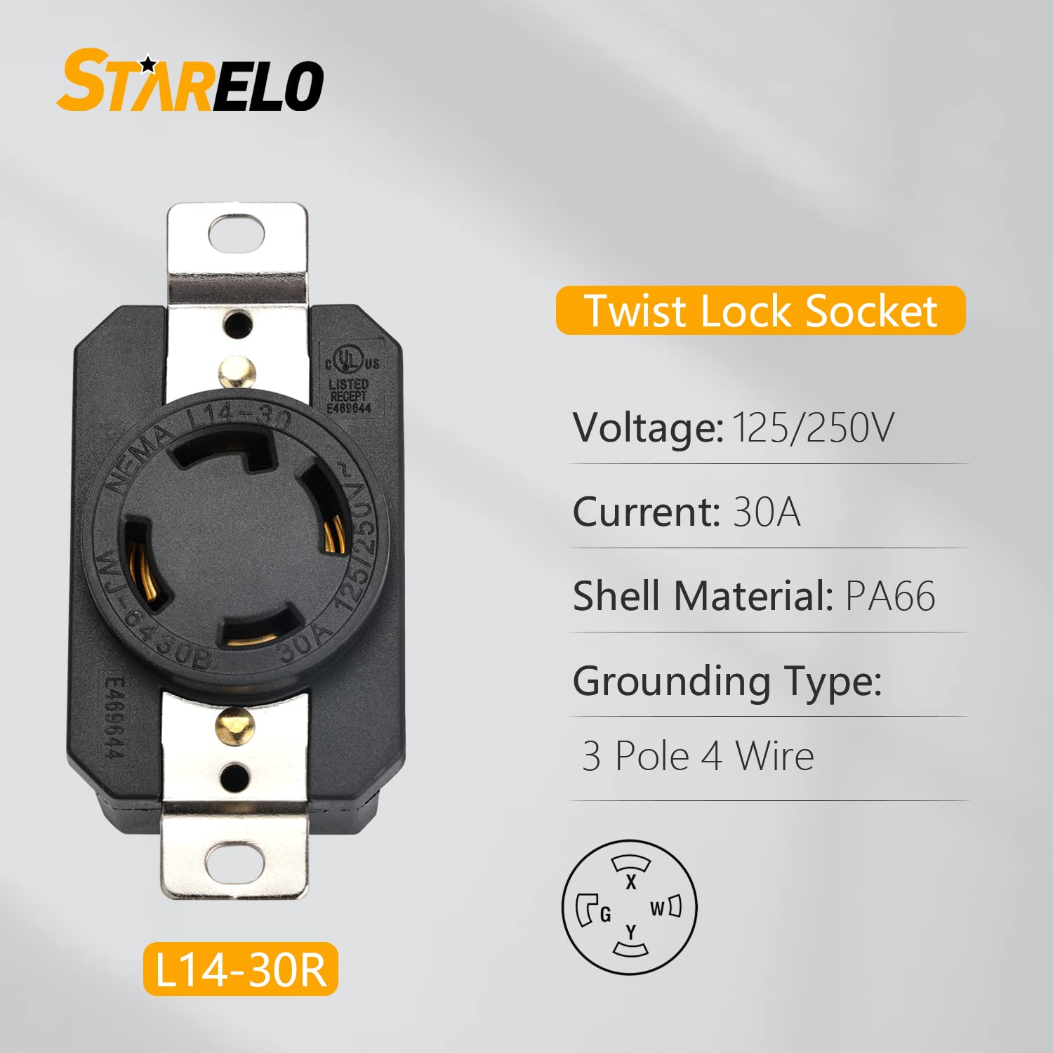 Snapklik.com : STARELO Locking Receptacle For Generator NEMA L14-30R ...