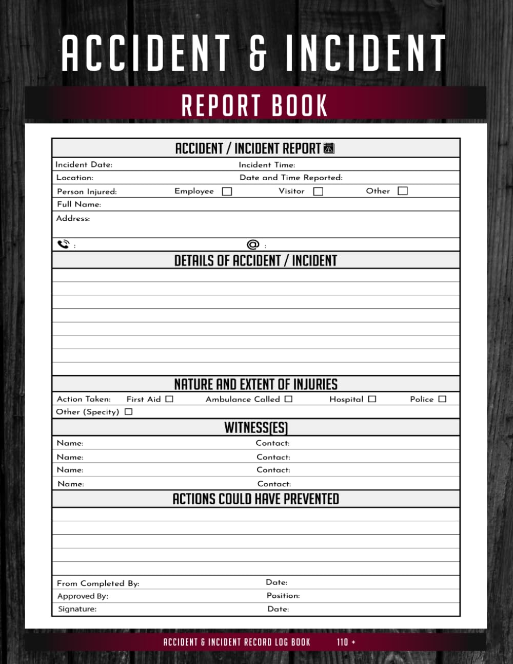 Accident and Incident Report Book: Incident Report Book, Health and ...